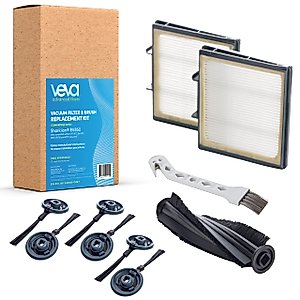 Veva Filter for Shark Ion – Shark Vacuum Filter Replacement for AV751, R85, RV850, RV851WV, R71, R72, R75, S86, S87, R87, R76, RV871, and RV761-2 HEPA Filters, 1 Main Brush & 6 Side Brushes