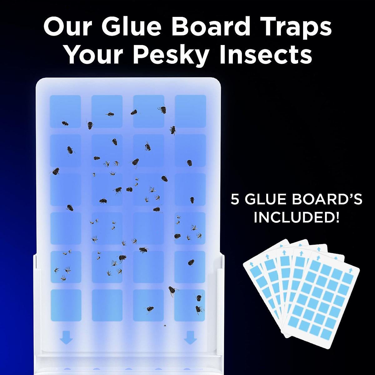 WizTrap MiniMax Plug in Fruit Fly Traps for Indoors! A Flying Insect Trap with UV LED Bulbs & 5 Glue Board Refills! Gnat Trap Used as a Fruit Fly Killer, Indoor Fly Trap, Mosquito Trap, Gnat Killer!