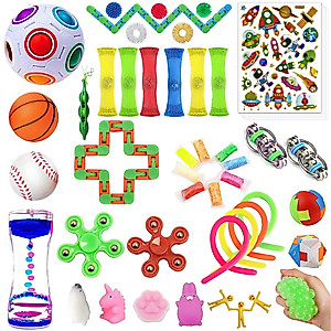 32 Pack Sensory Fidget Toys Set，Stress Relief Hand Toys for Adults Kids ADHD ADD Anxiety Autism, Perfect for Birthday Party Favors, School Classroom Rewards, Carnival Prizes, Pinata Goodie Bag Fillers