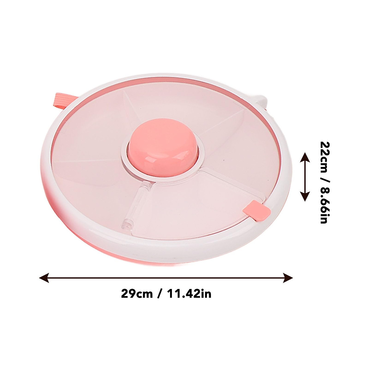 Snack Rotating Divider, Pinkish Fruit Spinner Organizer with Lid, Portable Livmo Snack Tray for Home Office Kids Lunch