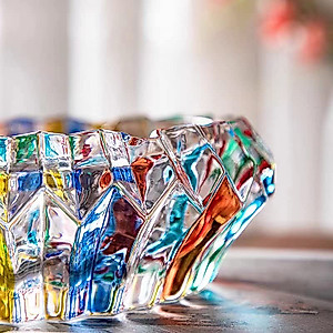 Crystal Colorful Ashtray, Cigar Cigarettes Ash Tray Holder Home Office Desktop Tabletop Decoration (5.5")