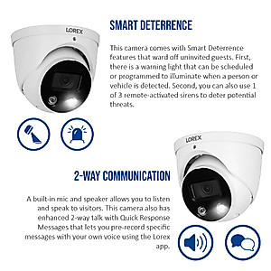 Lorex 4K Ultra HD Smart Deterrence IP 8MP Remote Access Dome Camera with Smart Motion Detection Plus Bundle (2-Pack) (2 Items)