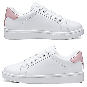Vepose Women's 8003 Fashion Lace Up Comfortable Casual Tennis Sneakers,White,Size 8M US(CJY8003 White Pink 08)