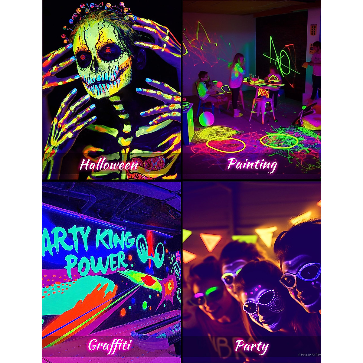 L LOHAS LED UV Black Light Bulbs, Halloween 12W A19 UV Blacklight, 100 Watt Equivalent, UVA Level 385-400nm Wavelength, Glow in The Dark for Body Art Paint, Fluorescent Poster, Neon Glow Party, 2 Pack