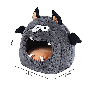 leasote Hamster Sleeping Bed, Bat Shaped Lovely Small Pet Sleeping House Soft Nest Warm Bed Cage for Guinea Pigs Hamsters Ferrets Dwarf Rabbits Rats Hedgehogs Chinchilla Grey