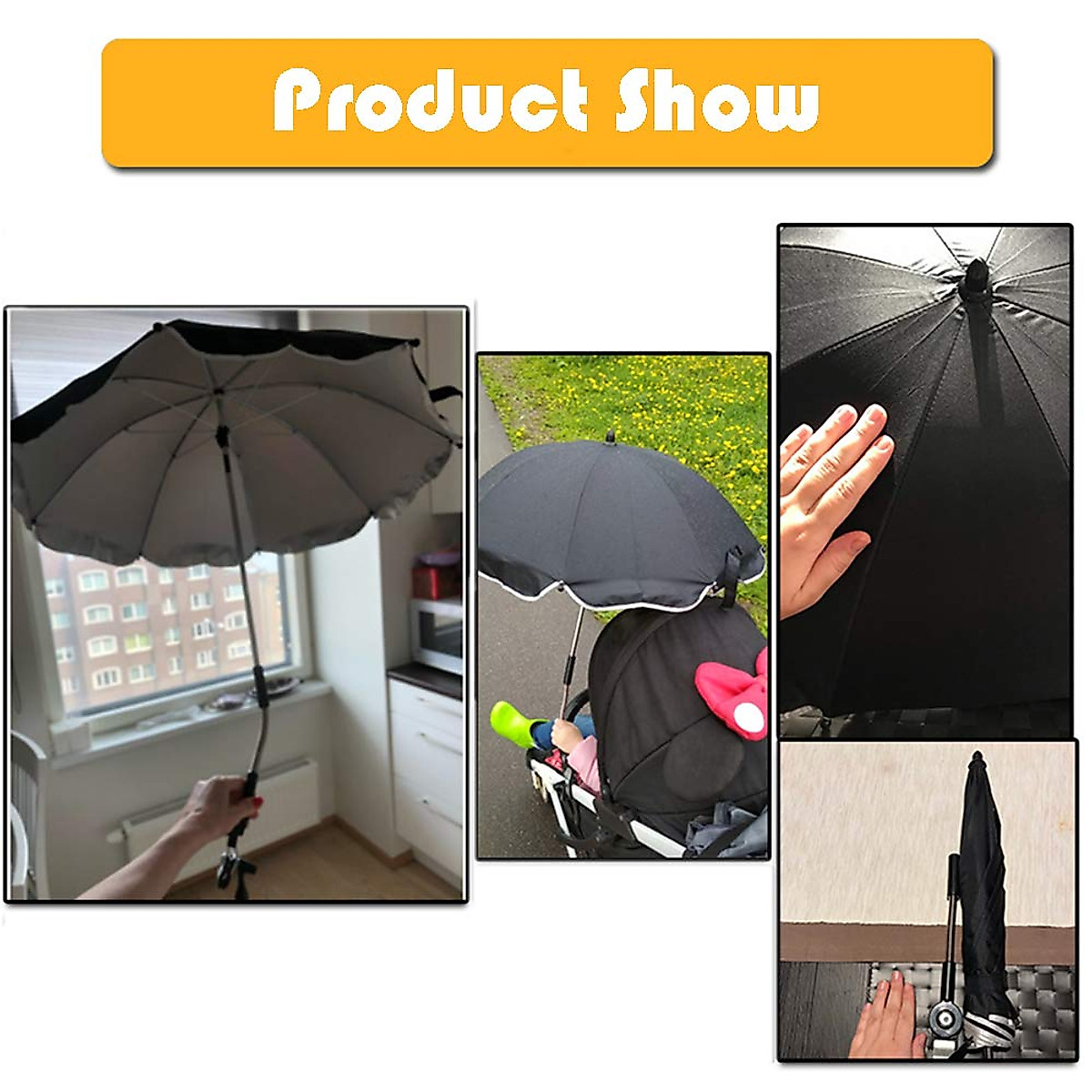 Baby Clamp-On Shade Umbrella, with Umbrella Clip Fixing Device, 79cm/31.1in Long, Great for Strollers