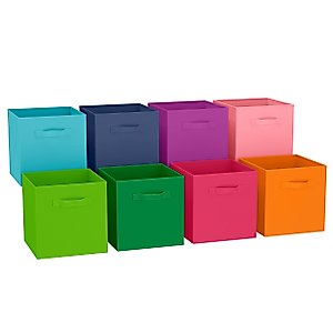 NEATERIZE 11 Inch Cube Storage Bins For Kids - Set of 8 - Fits Into Most Storage Cubes Organizer, Perfect For Toy, Clothing, nursery or General Closet Organization