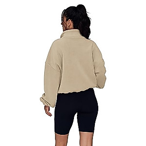 AUTOMET Womens Oversized Sweatshirt Hoodies Half Zip Pullover Trendy Long Sleeve Shirts Tops Y2k Fall Outfits Sweaters Clothes 2023 Khaki