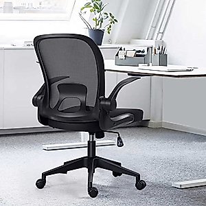 Darkecho Office Chair Ergonomic Desk Chair Mesh Computer Chair Modern Swivel Task Chair Comfy Executive Office Chair with Lumbar Support,Flip-up Armrests,Tilt Function and Foldable Backrest Black