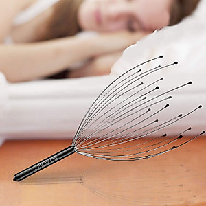 NICEMOVIC 2 Pack Head Scalp Massager, Stocking Stuffers Stress Relief Gifts for Women Men, 20 Fingers Scalp Head Scratcher for Hair Stimulation Body Relaxing (Black & Black)