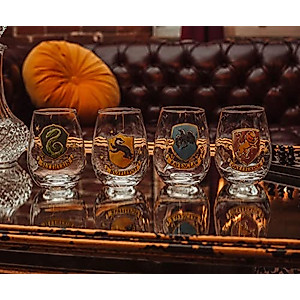 Toynk Harry Potter Hogwarts House Crests 12-Ounce Stemless Wine Glasses | Set of 4