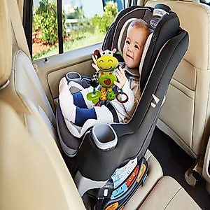 Cute Hanging Stroller Car Seat Toys for Baby, C Clip Hanging Animal Soft Toys with Rattles BB Squeaker Distorting Mirror for Boys Girls 0-36 Months (Green)