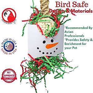 Bonka Bird Toys Christmas Xmas Santa Claus Reindeer Snowman Small Medium Chew Forage Shred Festive Holiday Season Cockatiel Parakeet Conure and Similar (2430 Snowman)