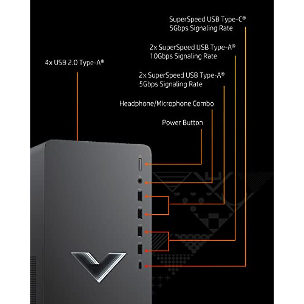 HP Victus 15L Gaming Desktop Computer, AMD Ryzen 5 5600G 6 cores(up to 4.4 GHz), AMD Radeon RX 6400, 32GB RAM,1TB PCIe NVMe SSD, Keyboard & Mouse, Windows 11 Home