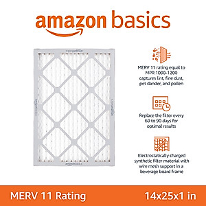 Amazon Basics Merv 11 AC Furnace Air Filter - 14'' x 25'' x 1'', 6-Pack