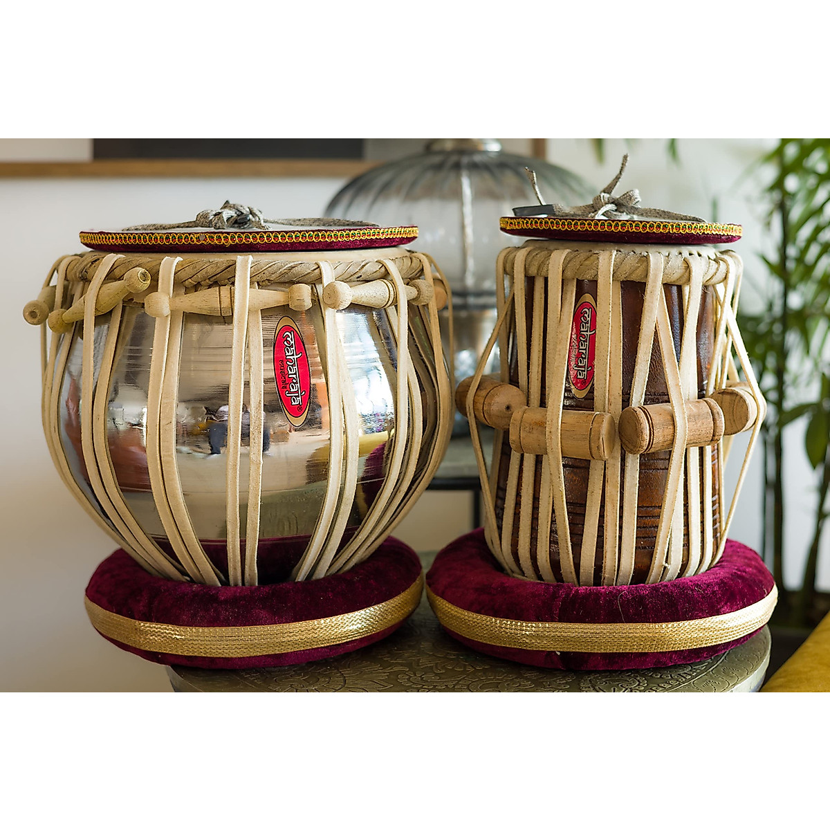 MAHARAJA Basic Tabla Set, Student Tabla Set, Steel Bayan, Dayan, Hammer, Cushions & Cover - Perfect Tablas for Students and Beginners on Budget, Tabla Drums, Indian Hand Drums (PDI-IB)