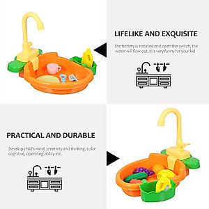 1 Set Children's Wash Basin Sink Toy with Running Gifts Educational Toys Children’s Toys Kitchen Toys Tableware Parent-Child Plastic Washing Dishes
