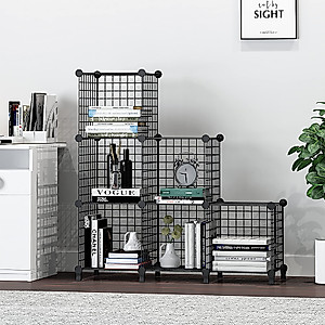 FUNLAX Shelf, 6 Cube Storage, Metal Closet Organizer, Bathroom Book Shelf, 22 lbs Capacity per Cube