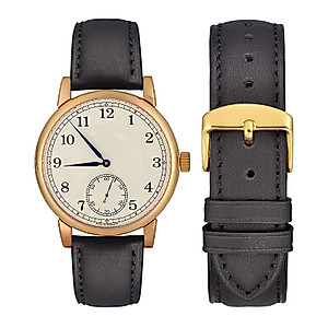 WOCCI 20mm Vintage Leather Watch Band for Men and Women, Gold Buckle (Black)