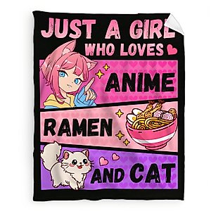 Girls Blanket Gifts - 40x50 Inches Cute Throw Blanket for Kids Teens - Soft Flannel Throws for Casual - Black Blankets for Couch Sofa Travel