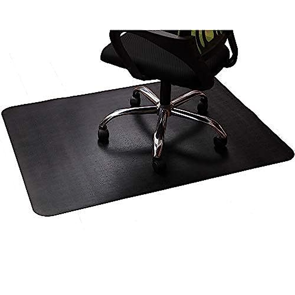 Office Rolling Chair Mat for Hardwood and Tile Floor, Black, Anti-Slip, Non-Curve, Chair Mat Best for Under the Computer Desk , 47 x 35 Rectangular Non-Toxic Plastic Protector, Not for Carpet