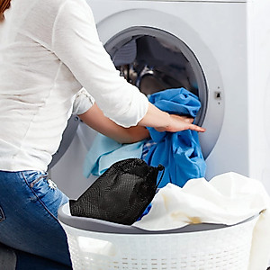 SBYURE 10Pcs Nylon Mesh Drawstring Bag,8 x 11.4 Inch Nylon Mesh Bags with Drawstrings Black Nylon Mesh Bags with Cord Lock Closure for Balls and Travel Laundry Bag