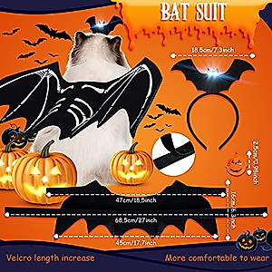 6 Pieces Halloween Pet Costumes Halloween Cat Bat Costume with Night Fluorescence Cat Vampire Cloak Pet Wizard Hat Dog Bat Headband Pumpkin Ghost Pendant for Dogs Cats Halloween Party Cosplay Party