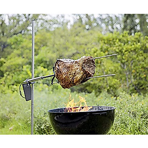 The KANKA GRILL: Heavy Duty Rotisserie Grill for Home + portable for Outdoors. Electric Motor works with 110-240V or batteries. Cook over any grill or fire. ALL steel professional grade equipment