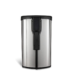 NINESTARS TTT-50-19 Automatic Tap Sensor Trash Can, 13 Gal 50L, Stainless Steel Base (D Shape, Black Lid)