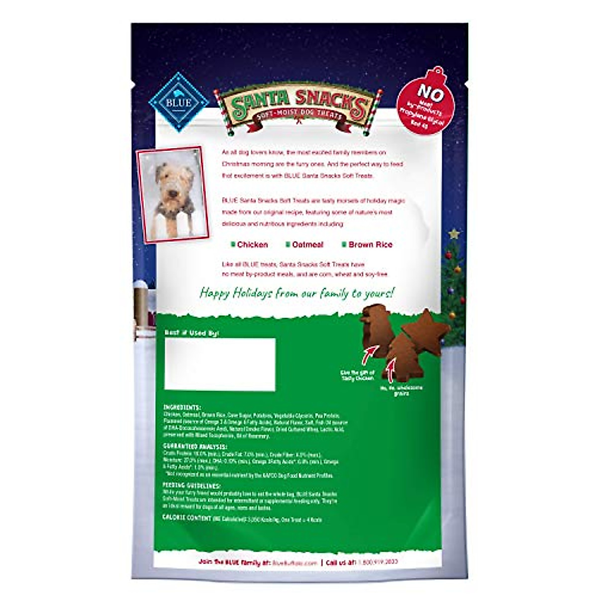 Blue Buffalo Santa Snacks Natural Soft Dog Treats, Chicken 4.5-oz