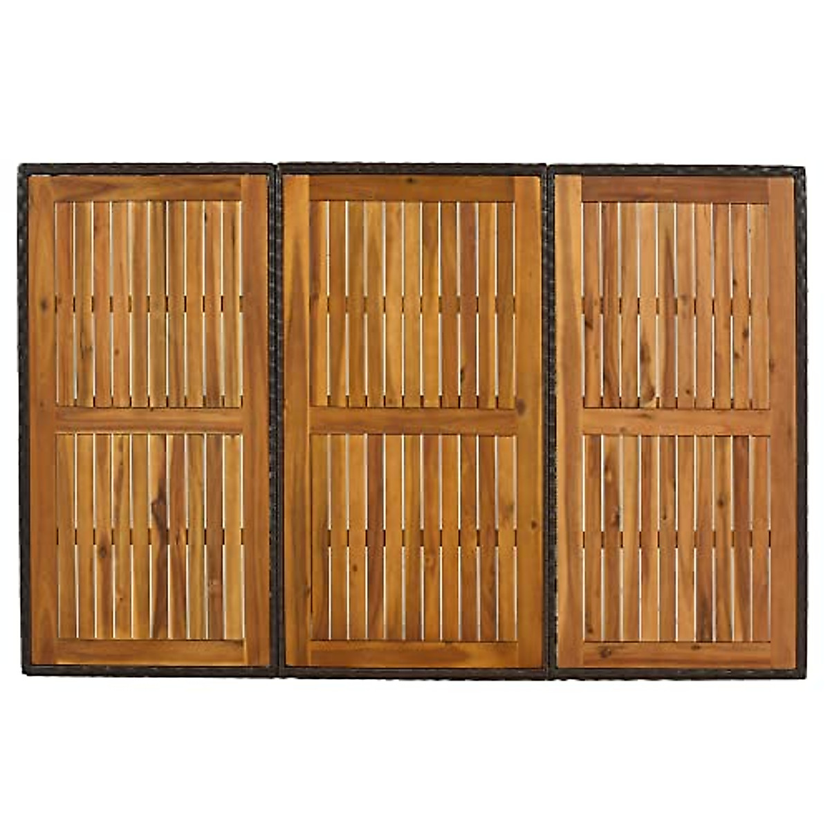 EMKK 11-Piece Patio All-Weather PE Wicker Dining Table Wood Tabletop for 10, Rattan Sectional Sofa Conversation Furniture Set w/Ottoman,Cushion, OneSize, Brown