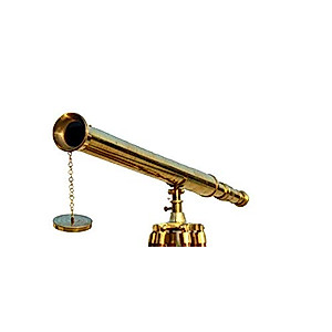 Hassanhandicrafts Marine Vintage Style Spyglass Scope 39" Single Barrel Brass Telescope with Wooden Tripod Stand