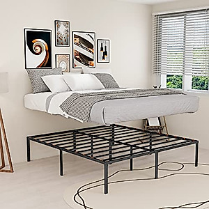 Zebuloni King Bed Frame,Platform Bed Frame,No Box Spring Needed,18 Inch High Platform King Size Bed Frame Free,Heavy Duty Steel Slat with Strong Metal Foundation,Storage Pouch x 1 Included,King