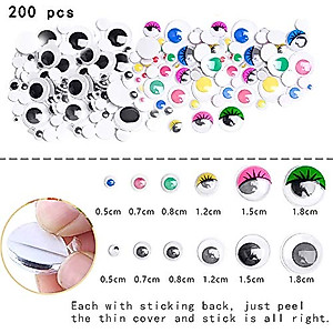 Pipe Cleaners Craft Set with DIY Tutorial, Included 200Pcs Multicolor Pipe Cleaners Chenille Stems, 200Pcs Pom Poms, 200Pcs Self-Sticking Wiggle Googly Eyes, for DIY Art Craft