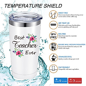 Patelai Teacher Appreciation Gifts for Women Best Teacher Ever Tumbler with Straw 20 oz Thank You Gifts for Women Travel Mug Teacher Gifts for Graduation Teachers Birthday Gifts