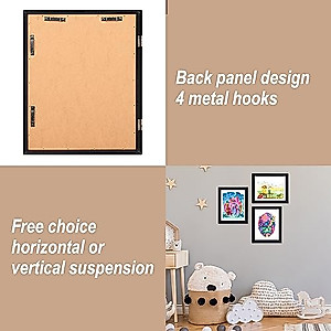 Fixwal Kids Art Frame, 8.5 x 11 Picture Frame for Kid Art Work Changeable, Front Opening Black Kids Artwork Display Frame, Real Glass, for Wall Hanging, Set of 1