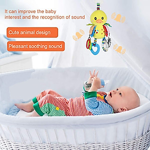 Funsland 3 Pack Stroller Toys - Car Seat Toys for Infants with Teether Hanging Toys - Butterfly + Birdie + Duck