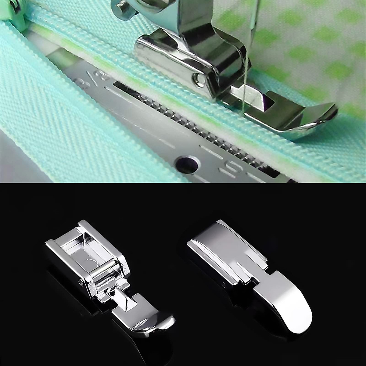TISEKER 4 Pieces Zipper Foot Sewing Machine Presser Foot Set of Invisible Concealed Narrow Zipper Foot, Fits for Most Snap On Singer, Brother, Janome, Babylock Low Shank Sewing Machines