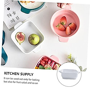 FELTECHELECTR 1pc Ceramic Bakeware Decorative Tray Mini Loaf Baking Pans Food Trays Pie Plate Grill Plate Pottery Baking Plate Rice Bowl Kitchen Supply Vegetable Tray Bread White Ceramics Mold