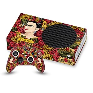 Head Case Designs Officially Licensed Frida Kahlo Portrait Pattern Floral Vinyl Sticker Gaming Skin Decal Cover Compatible With Xbox Series S Console and Controller Bundle