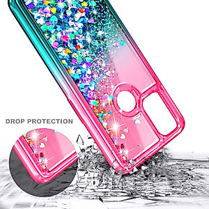 NZND Designed for OnePlus Nord N10 5G Case, Sparkle Glitter Flowing Liquid Women Girls Cute Phone Case for OnePlus Nord N10 5G (Pink/Aqua)