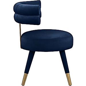 Meridian Furniture Fitzroy Collection Velvet Upholstered Dining Chair with Deep Channel Tufted Back, 24.5" W x 22" D x 29.5" H, Navy