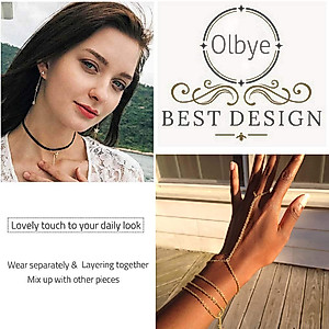 Olbye Finger Ring Bracelet Gold Slave Bracelet Hand Chain Ring Link Bracelet Everyday Jewelry for Women