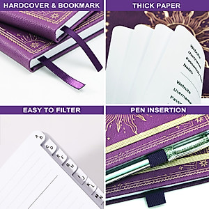 Password Book - Hardcover Password Book with Alphabetical Tabs for Internet Website Address Login, Pocket Size Password Keeper, 5.0" x 6.8", Password Organizer for Home Office Desk Use - Purple