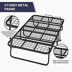 ijuicy Folding Bed with 4" Mattress, 75" x 38" Rollaway Bed with 4 Lockable Wheels & Strong Sturdy Frame, Portable Foldable Bed with Mattress for Adults, Guests