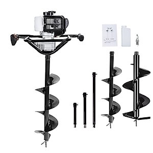 DC HOUSE 52CC 1800W Gas Powered Earth Auger Post Hole Digger, with 2 Drill Bits 6" 10" and 3 Extension Rods 8" 12" 20", Mixing Ratio 30:1, for Farmland Garden and Planting, EPA Certified