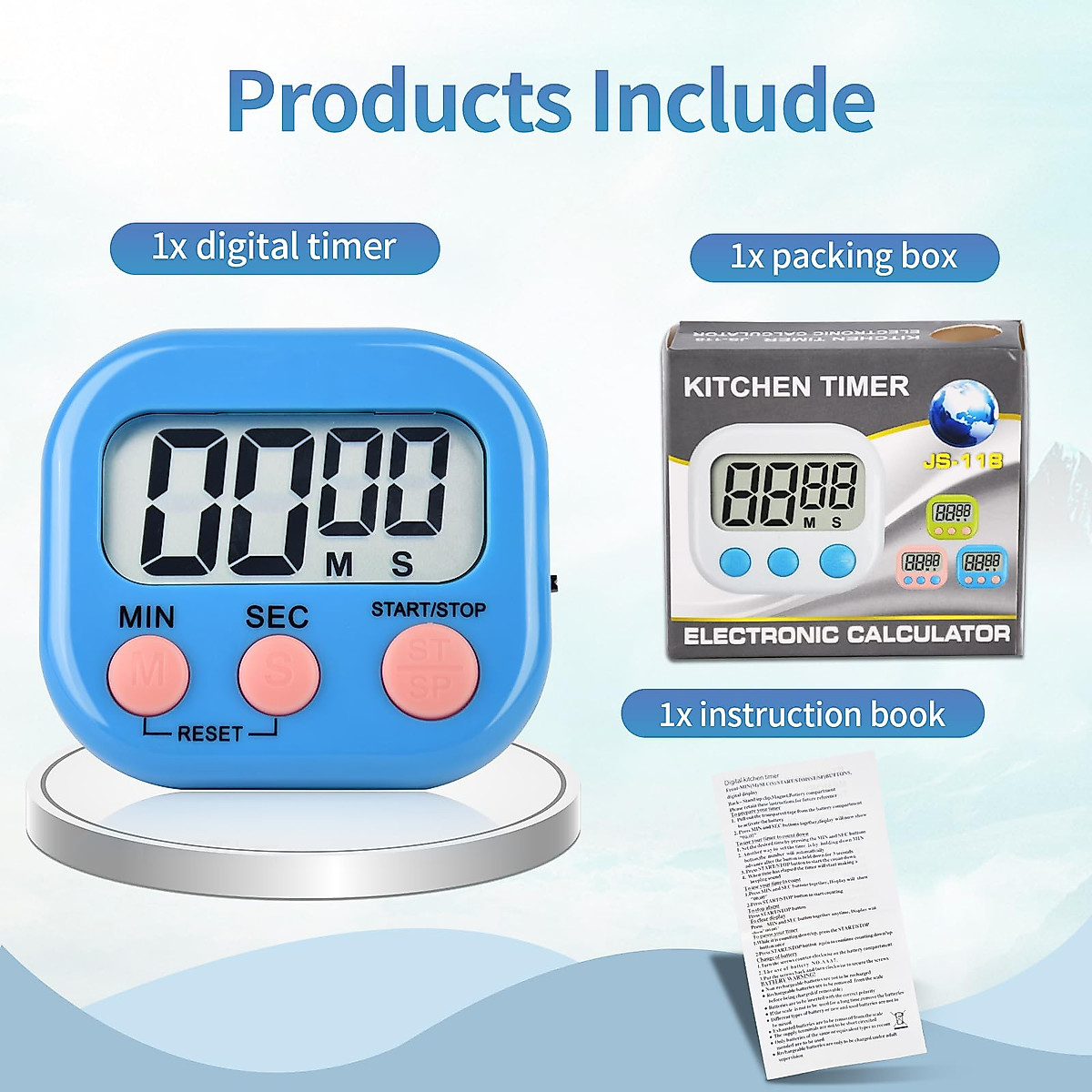 4 Pack Digital Kitchen Timer Magnetic Digital Timer with Big Display Loud Ring Cooking Timers for Kitchen Electronic Timer for Cooking, Game, Gym, Break Time, Classroom (Pink,Blue,Green,Purple, 4)