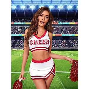Cheerleader Costume for Women Sexy Musical Uniform Fancy Dress 3 PCS Cheerleading Complete Outfit