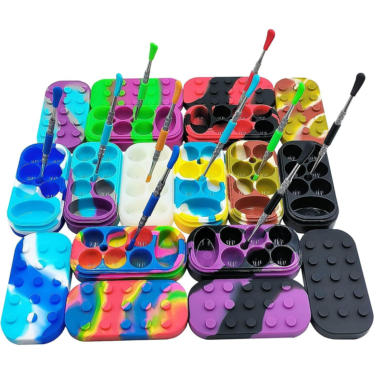 vitakiwi 34ml Silicone Wax Container Multi Compartment 6+1 Non-stick Oil Jar with Carving Tools Multi-use (10)