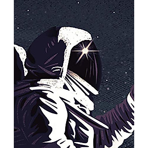 Crescent Moon and Astronaut Art Print Outer Space Rowing Boat Lunar Galaxy Celestial Stars Poster Home Decor 18 x 24 Art Print